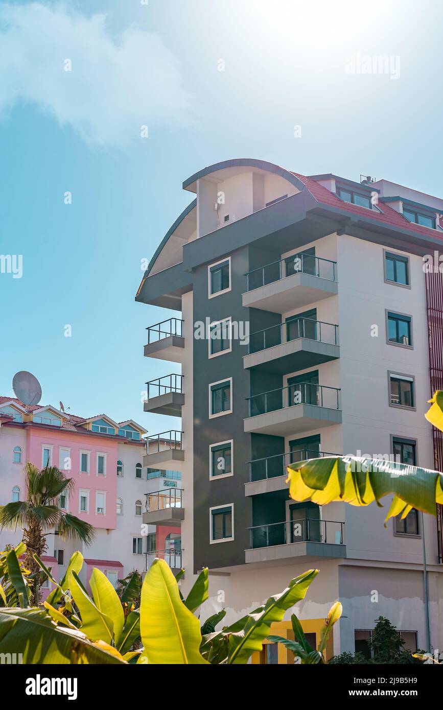 A block of modern European residential apartment buildings. Abstract ...