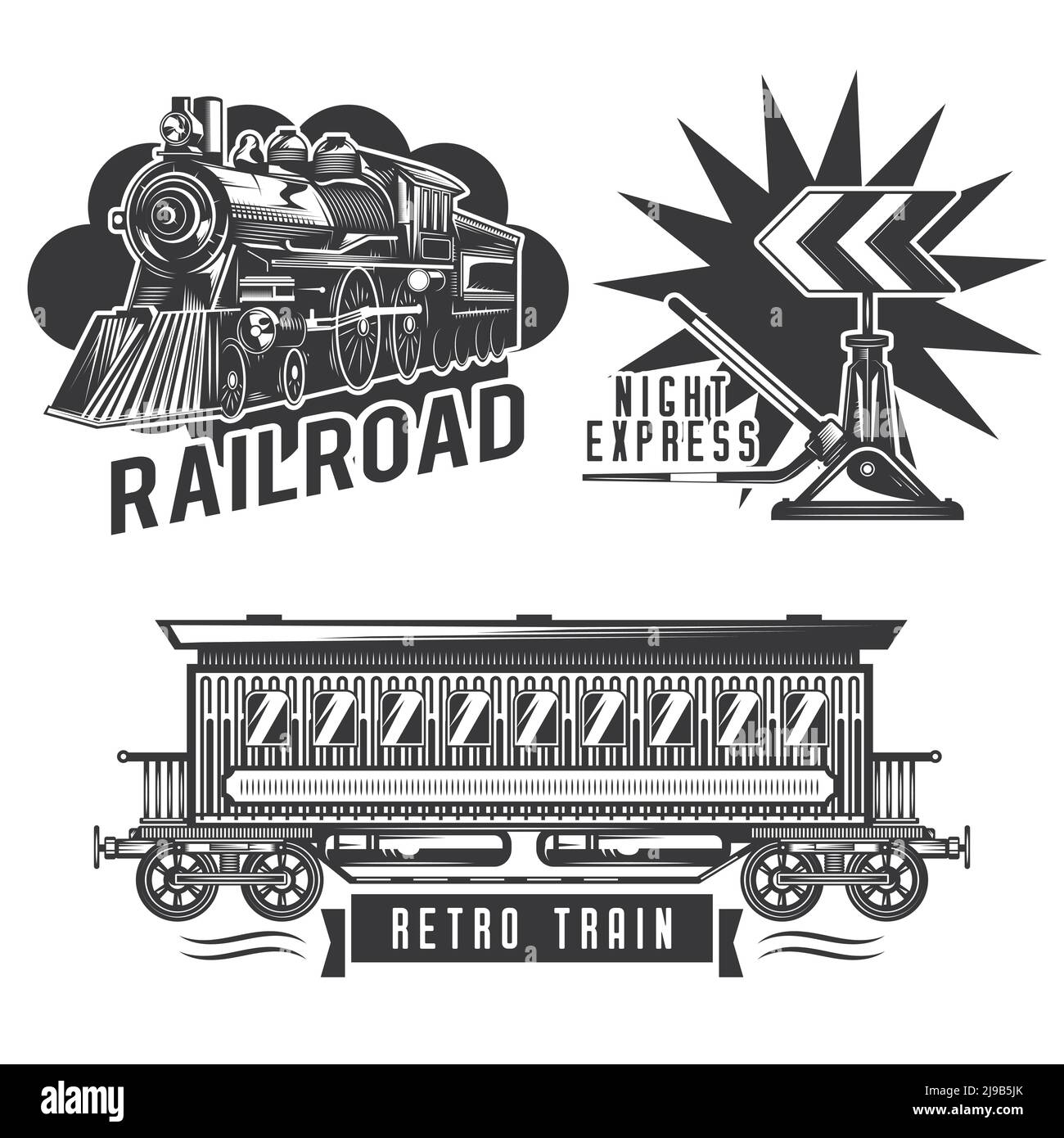 Steam locomotive badges Stock Vector Images - Alamy