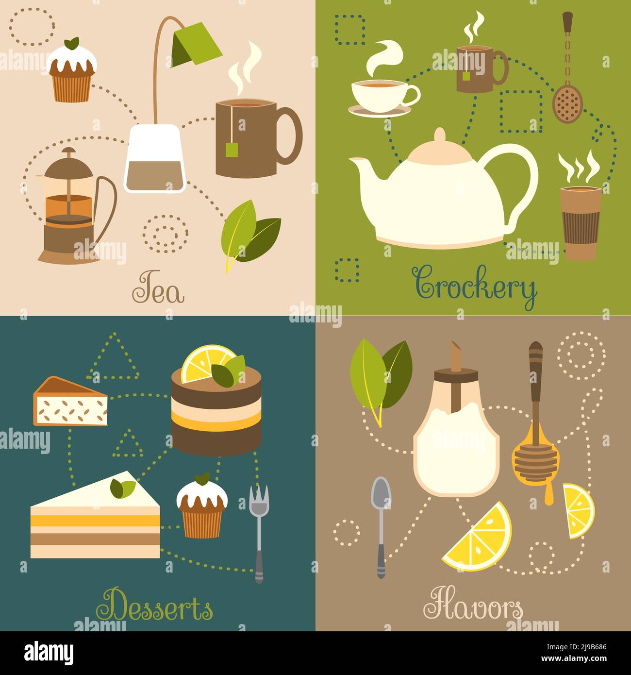 Teapot tea bag crockery Stock Vector Images - Alamy