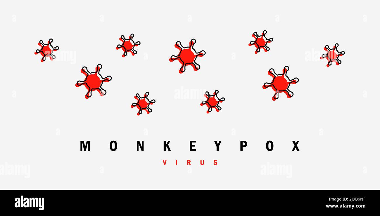 Banner with vector illustration of the red virus. The concept of the ...