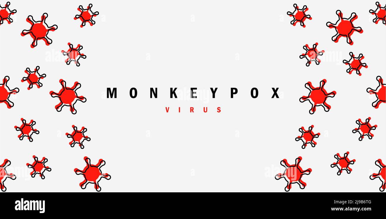 Banner with vector illustration of the red virus. The concept of the ...