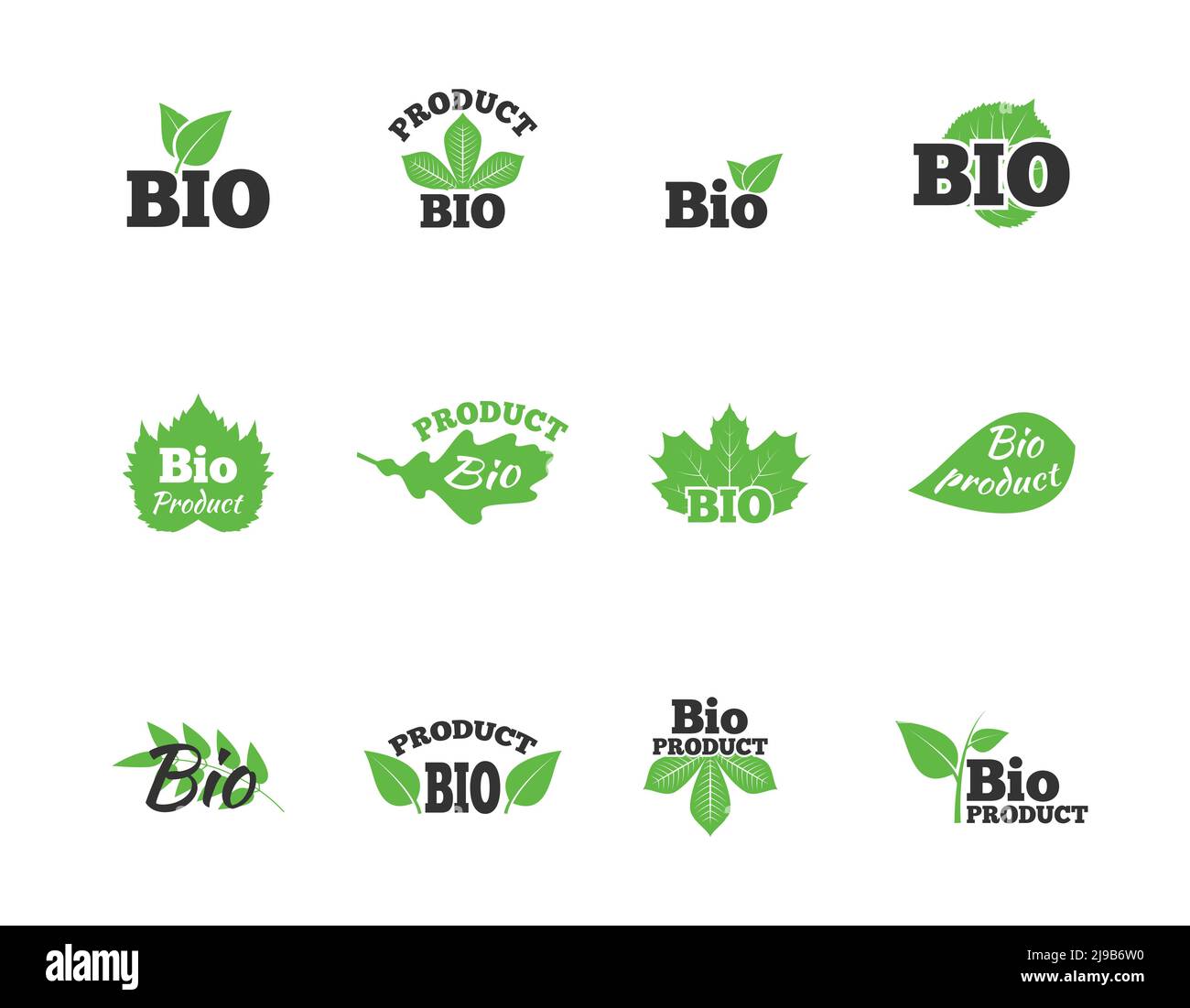 Plants and trees green leaves natural ecosphere bio products labels ...