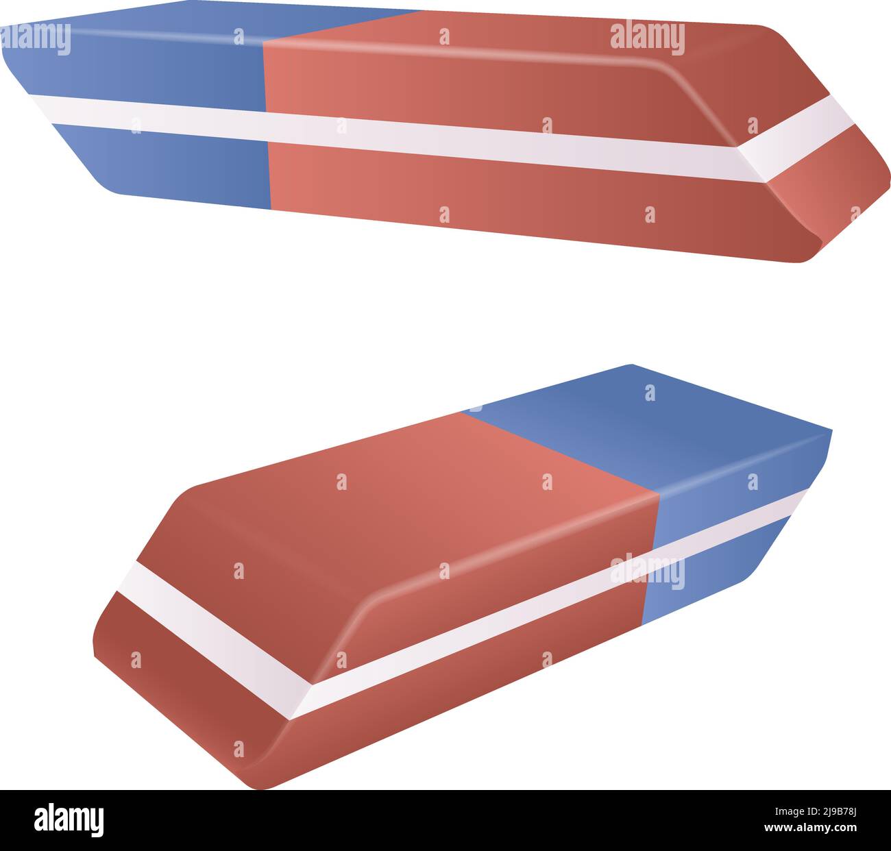 Vector realistic rubber eraser for school, red and blue Stock Vector ...