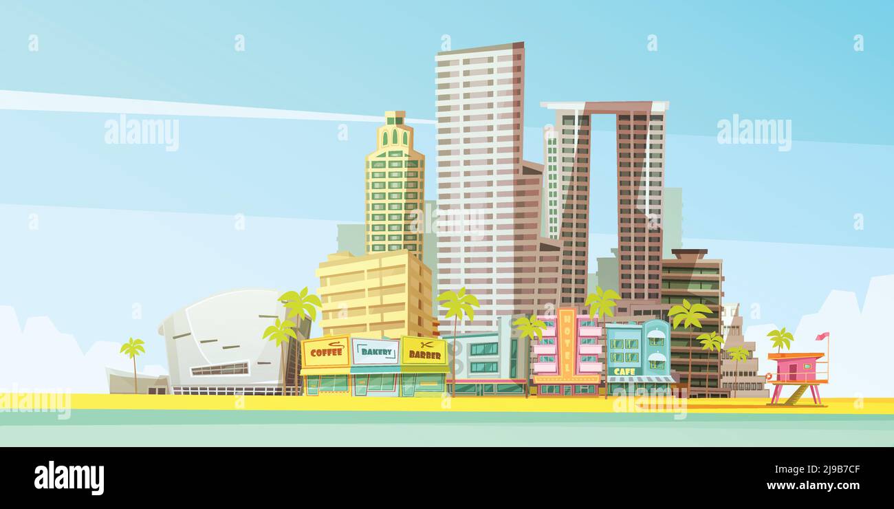 Miami skyline design concept for business travel and tourism ...