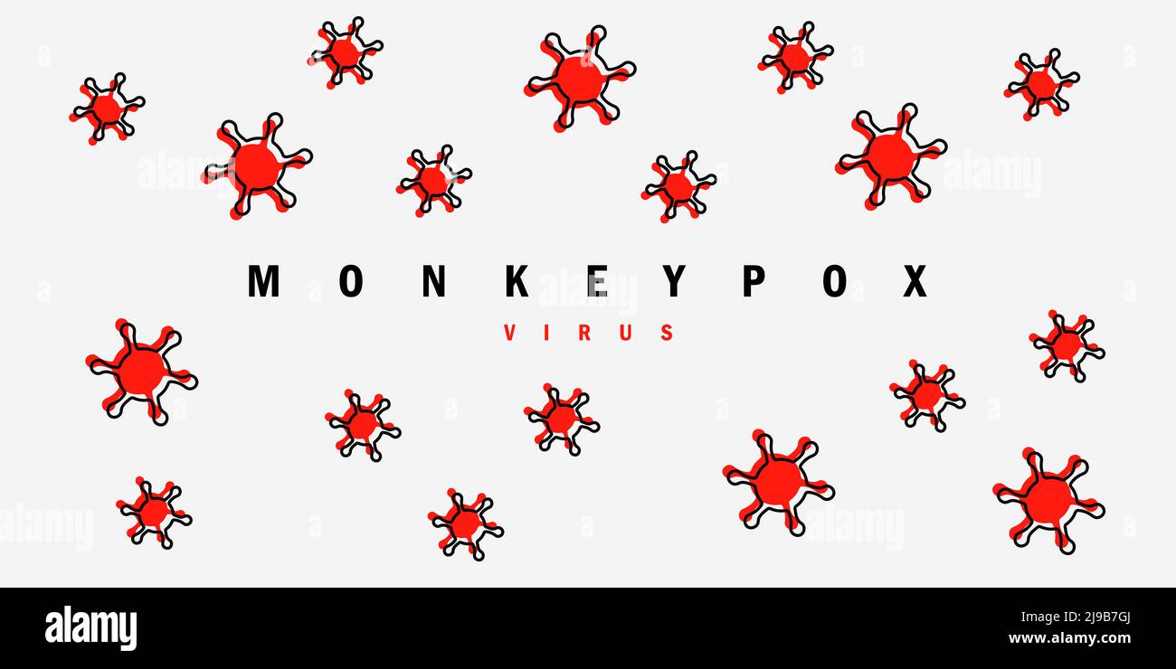 Banner with vector illustration of the red virus. The concept of the ...