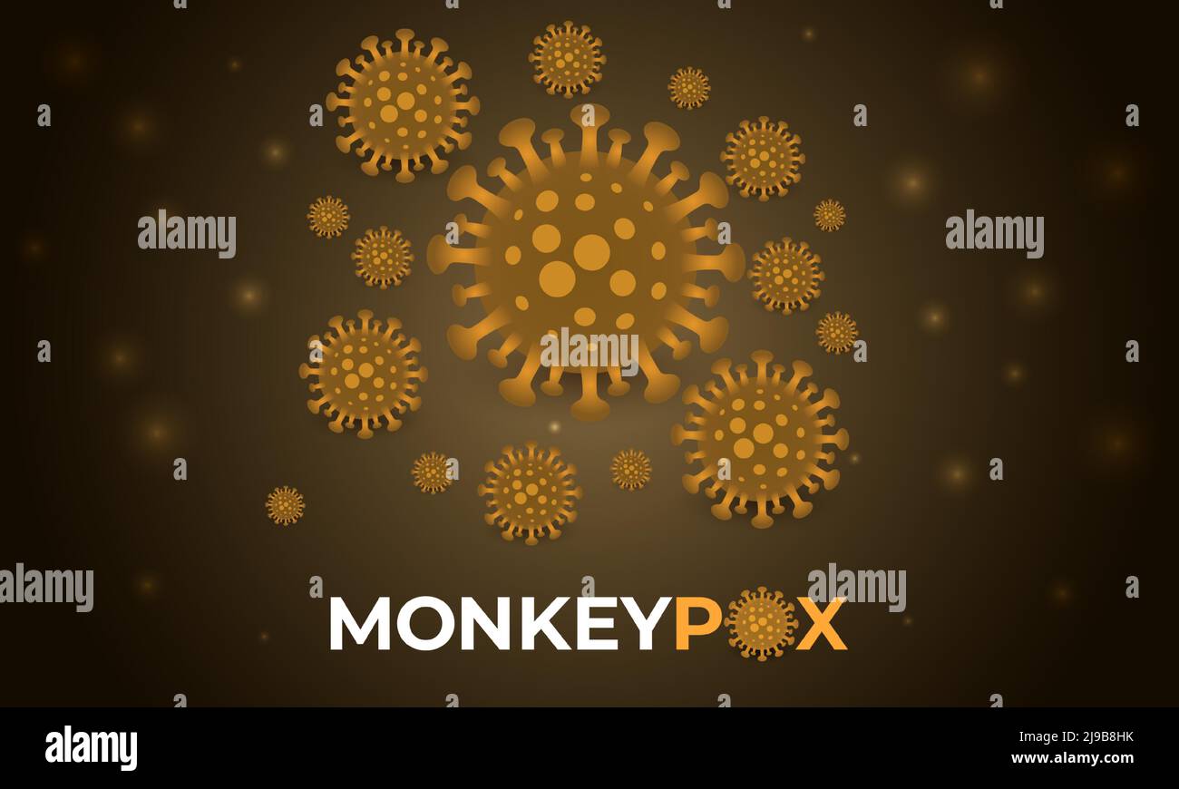 Monkeypox virus cells outbreak dark medical banner. Monkeypox virus ...