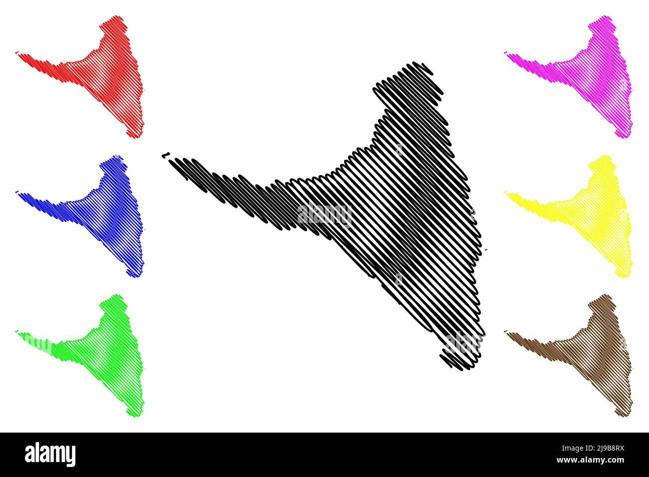 Anjouan island (Union of the Comoros) map vector illustration, scribble ...