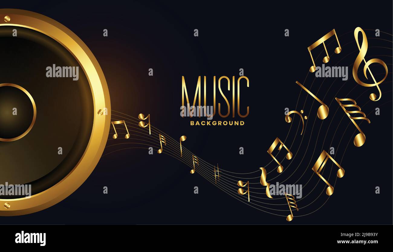 Golden musical notes illustration Stock Vector Images - Alamy