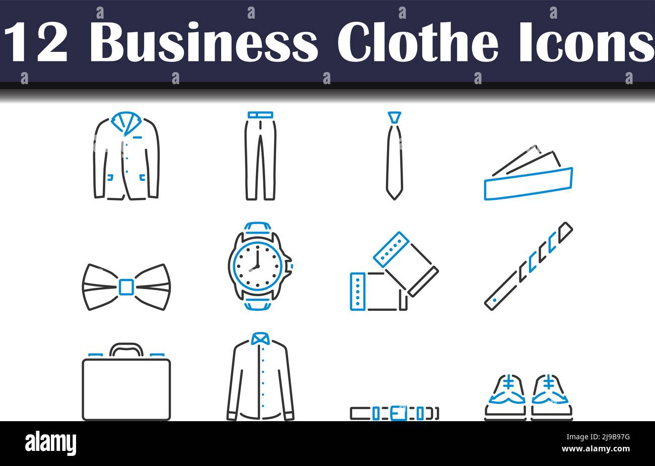 Business Clothe Icon Set. Editable Bold Outline With Color Fill Design ...