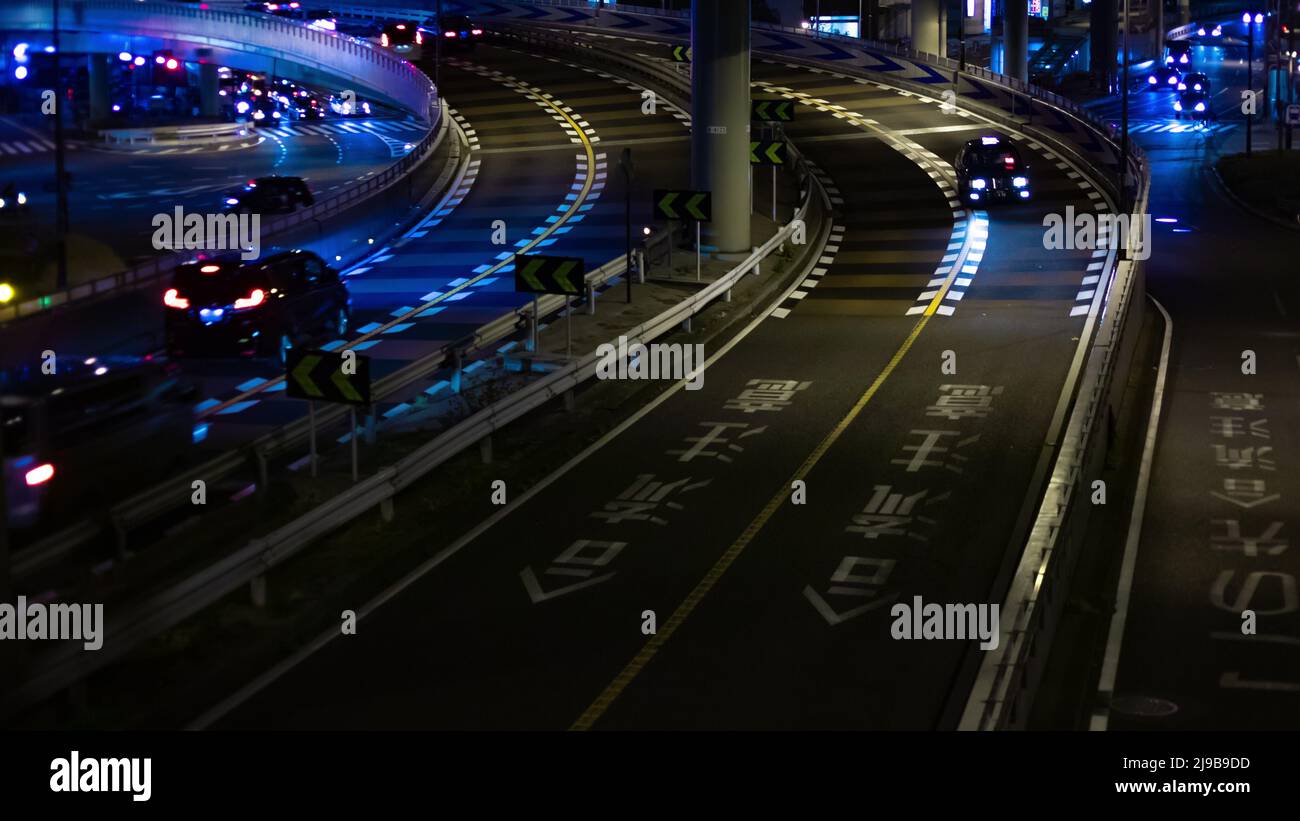 Night time lapse street at the business town in Akasaka Tokyo middle ...