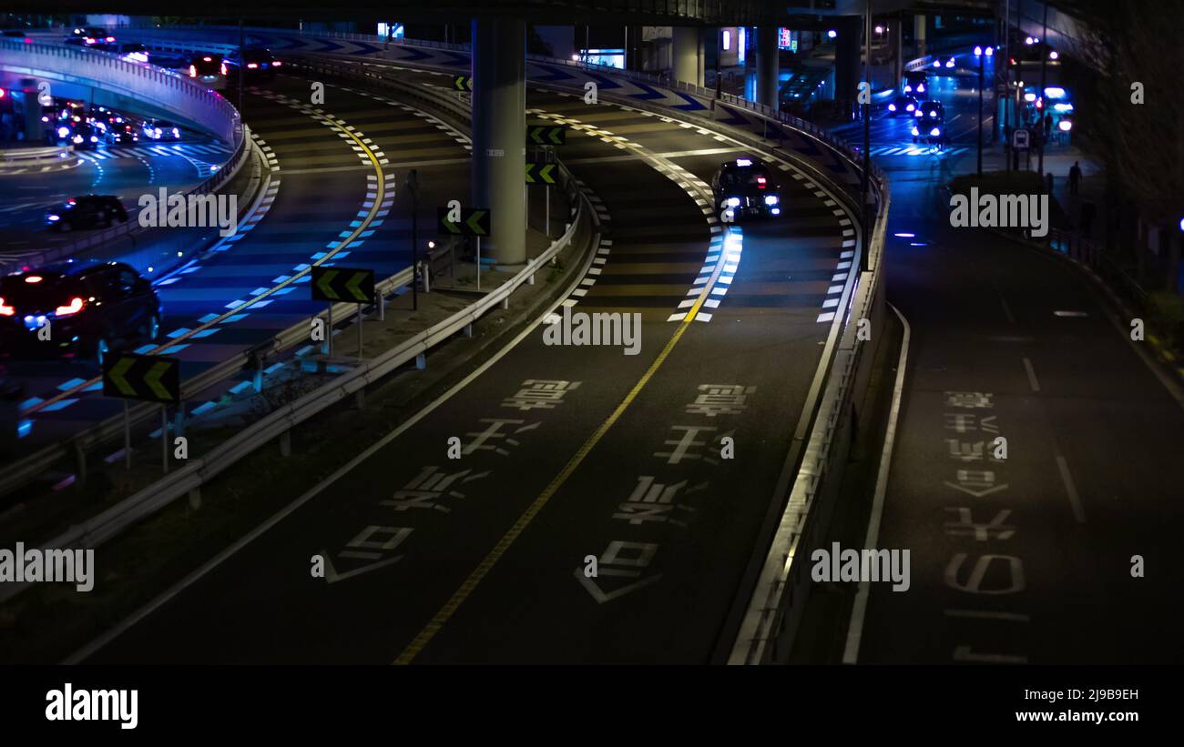 Night time lapse street at the business town in Akasaka Tokyo middle ...