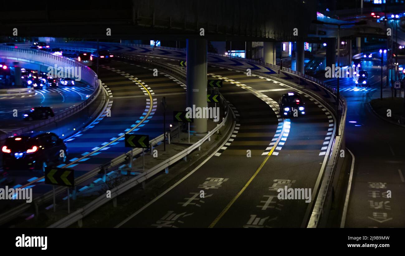 Night time lapse street at the business town in Akasaka Tokyo middle ...