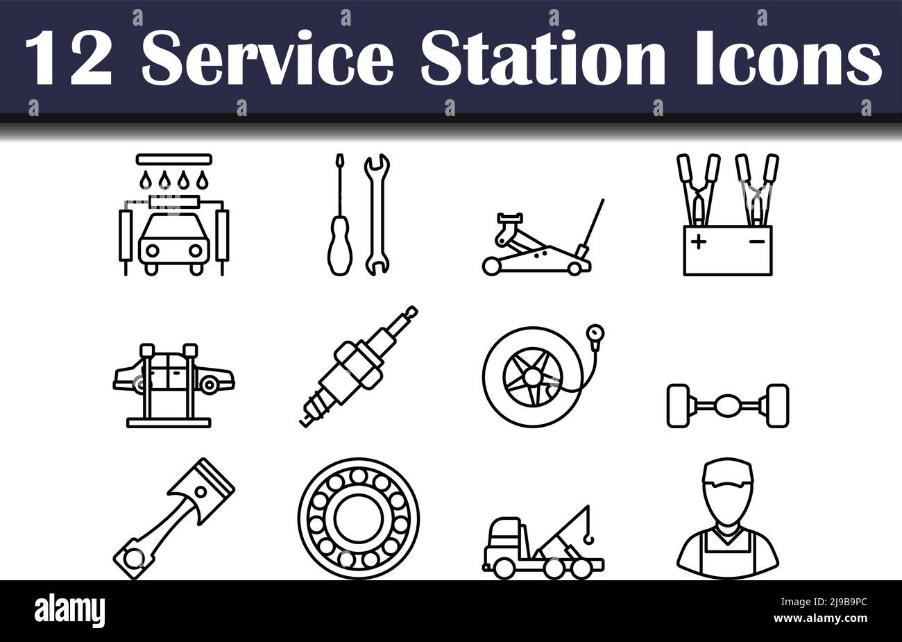 Service Station Icon Set. Bold outline design with editable stroke ...