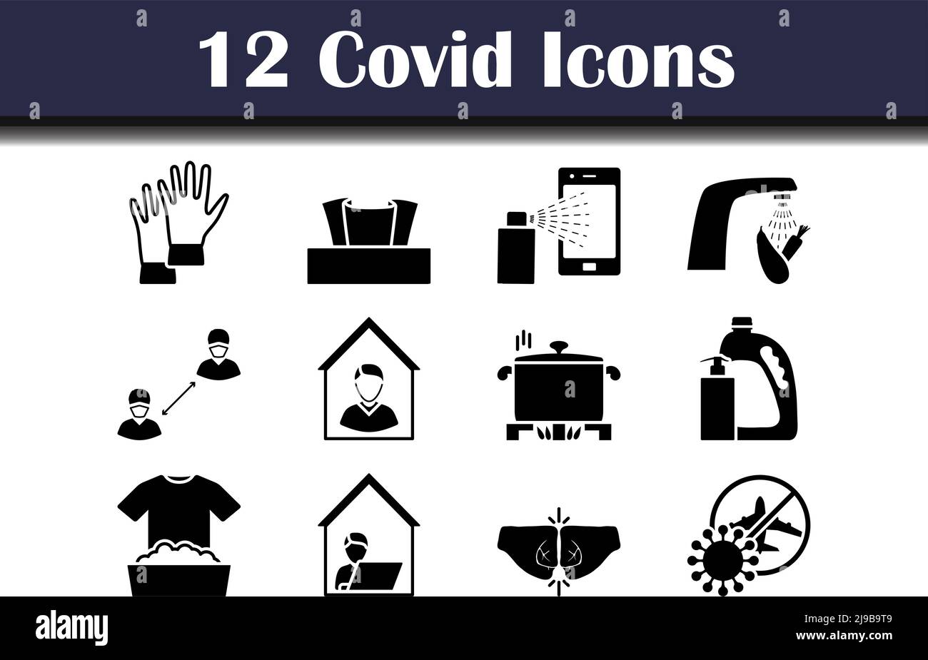 Covid Icon Set. Fully editable vector illustration. Text expanded Stock ...
