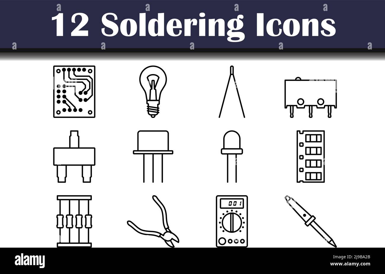 Soldering Icon Set. Bold outline design with editable stroke width ...