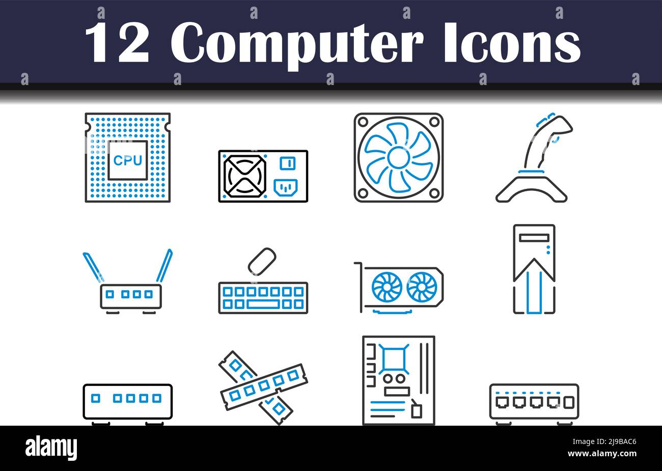 Computer Icon Set. Editable Bold Outline With Color Fill Design. Vector ...