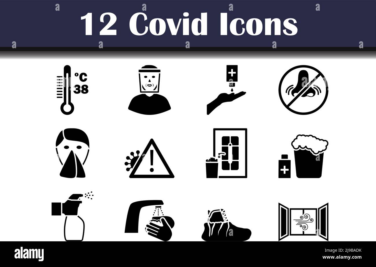 Covid Icon Set. Fully editable vector illustration. Text expanded Stock ...