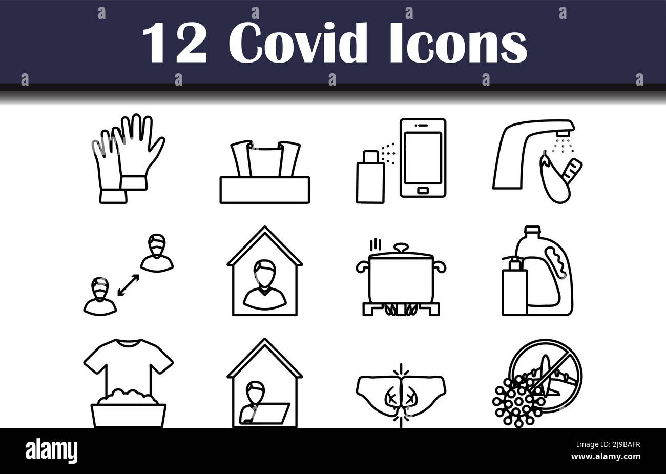 Covid Icon Set. Bold outline design with editable stroke width. Vector ...