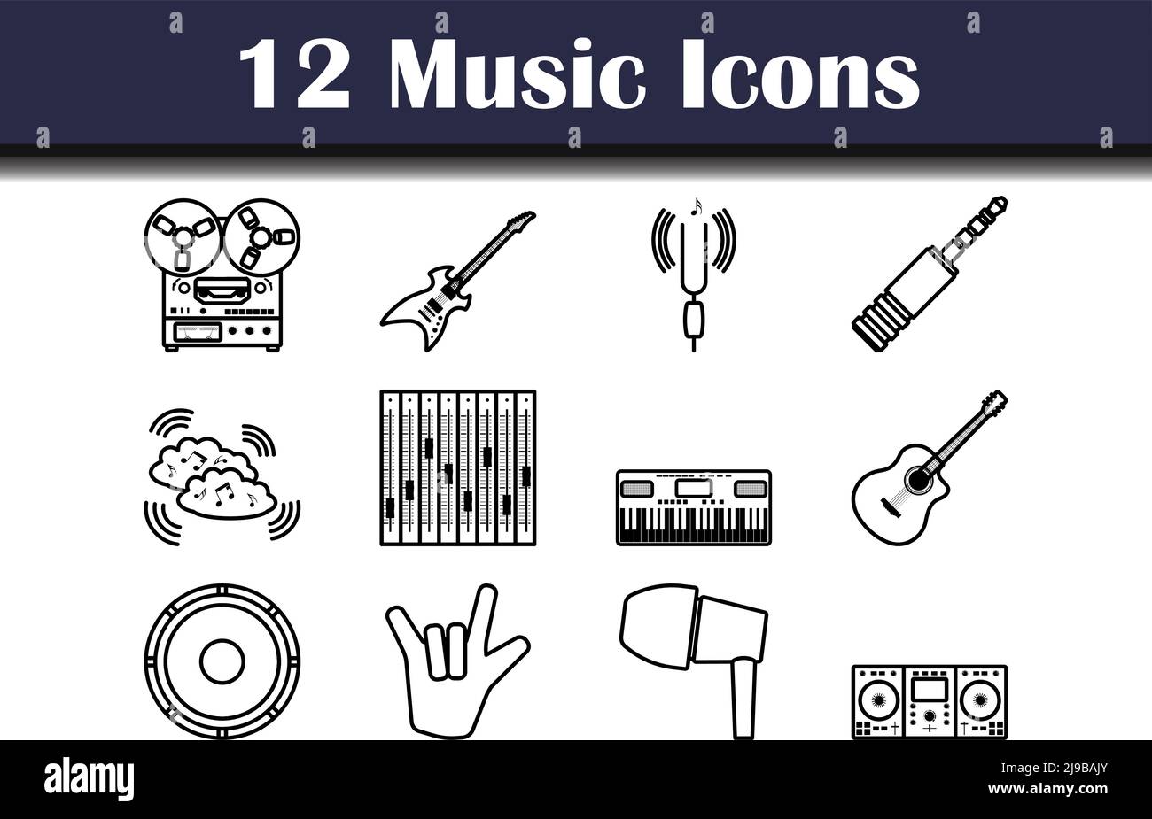 Music Icon Set. Bold outline design with editable stroke width. Vector ...