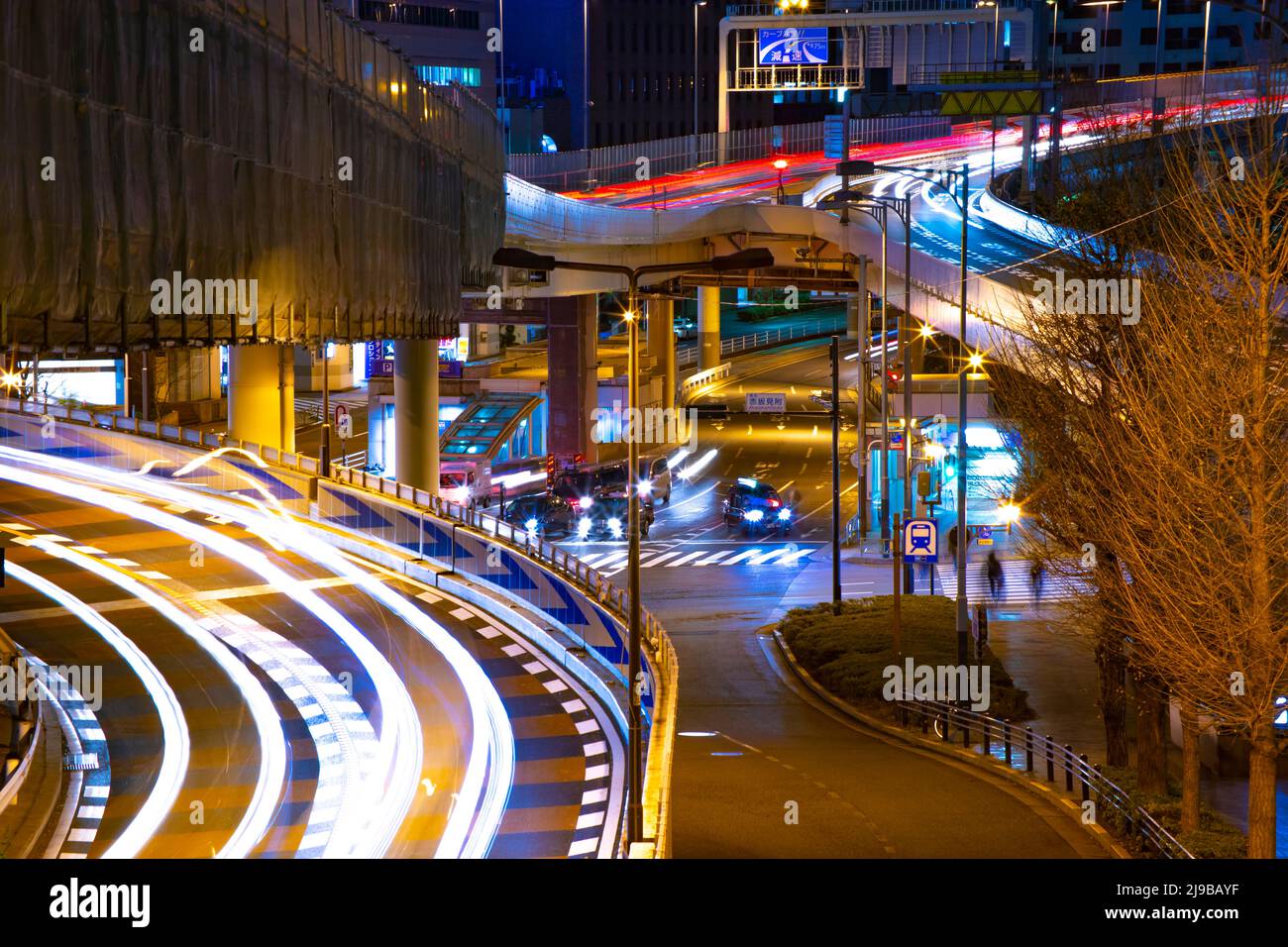 Night time lapse street at the business town in Akasaka Tokyo Stock ...