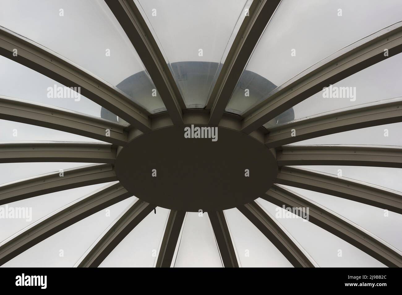 Radiant pattern as seen in the roof skylight of a contemporary building ...