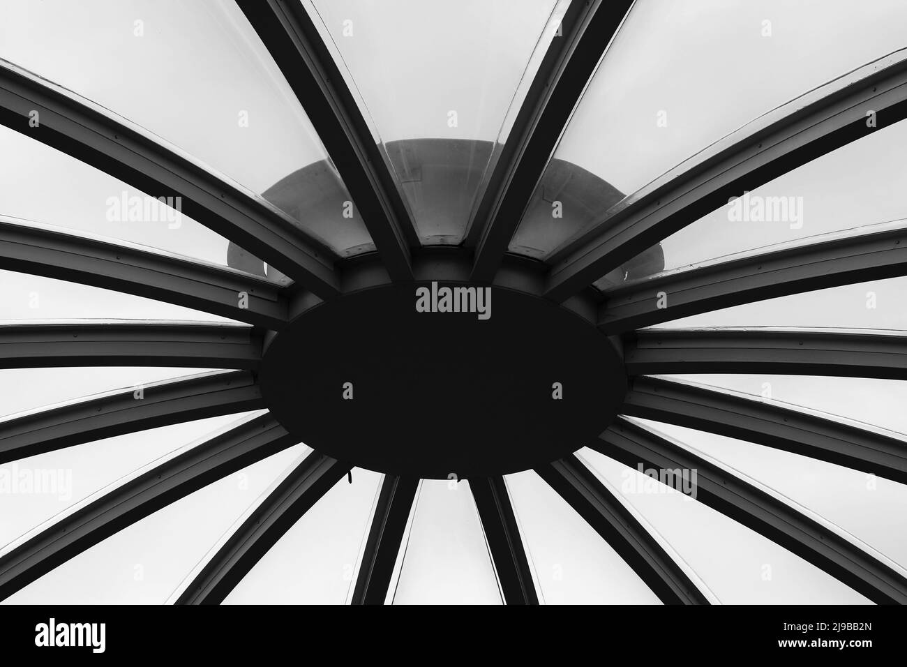 Radiant pattern as seen in the roof skylight of a contemporary building ...