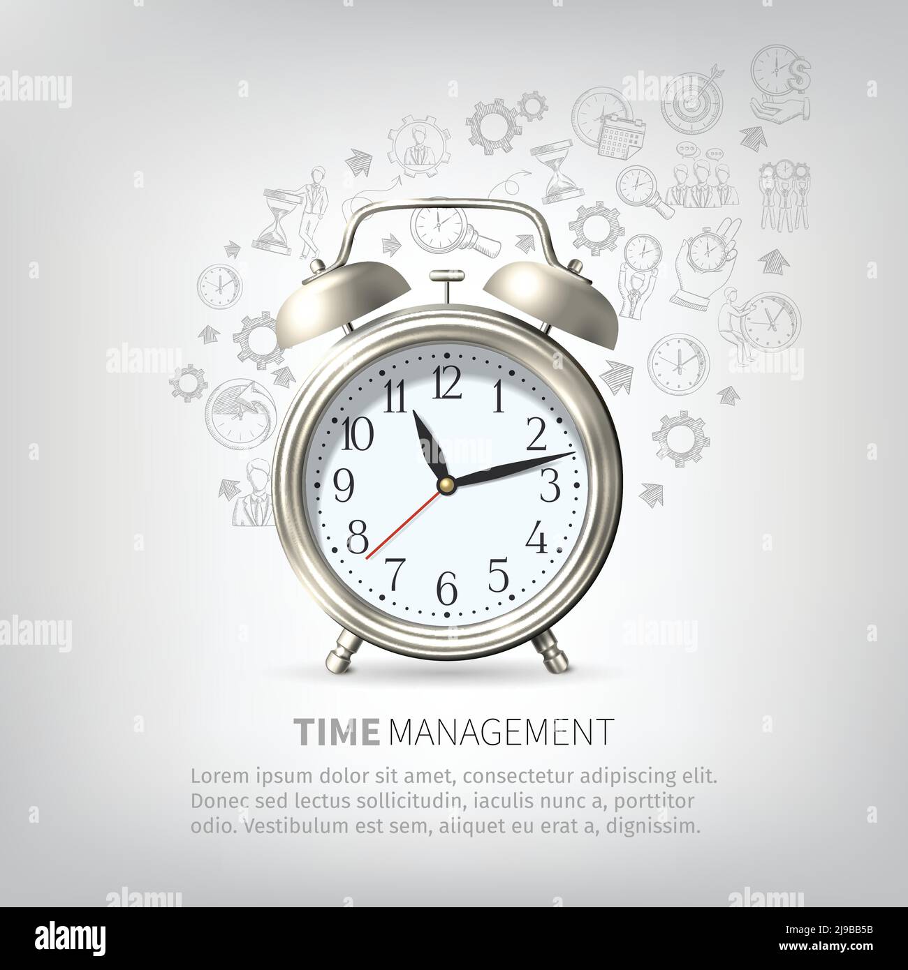 Time management poster with sketch planning elements and realistic ...