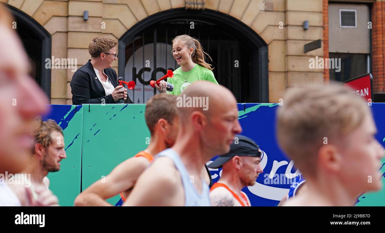 Leader of Manchester City Council Bev Craig and Freya Lewis (Back right ...