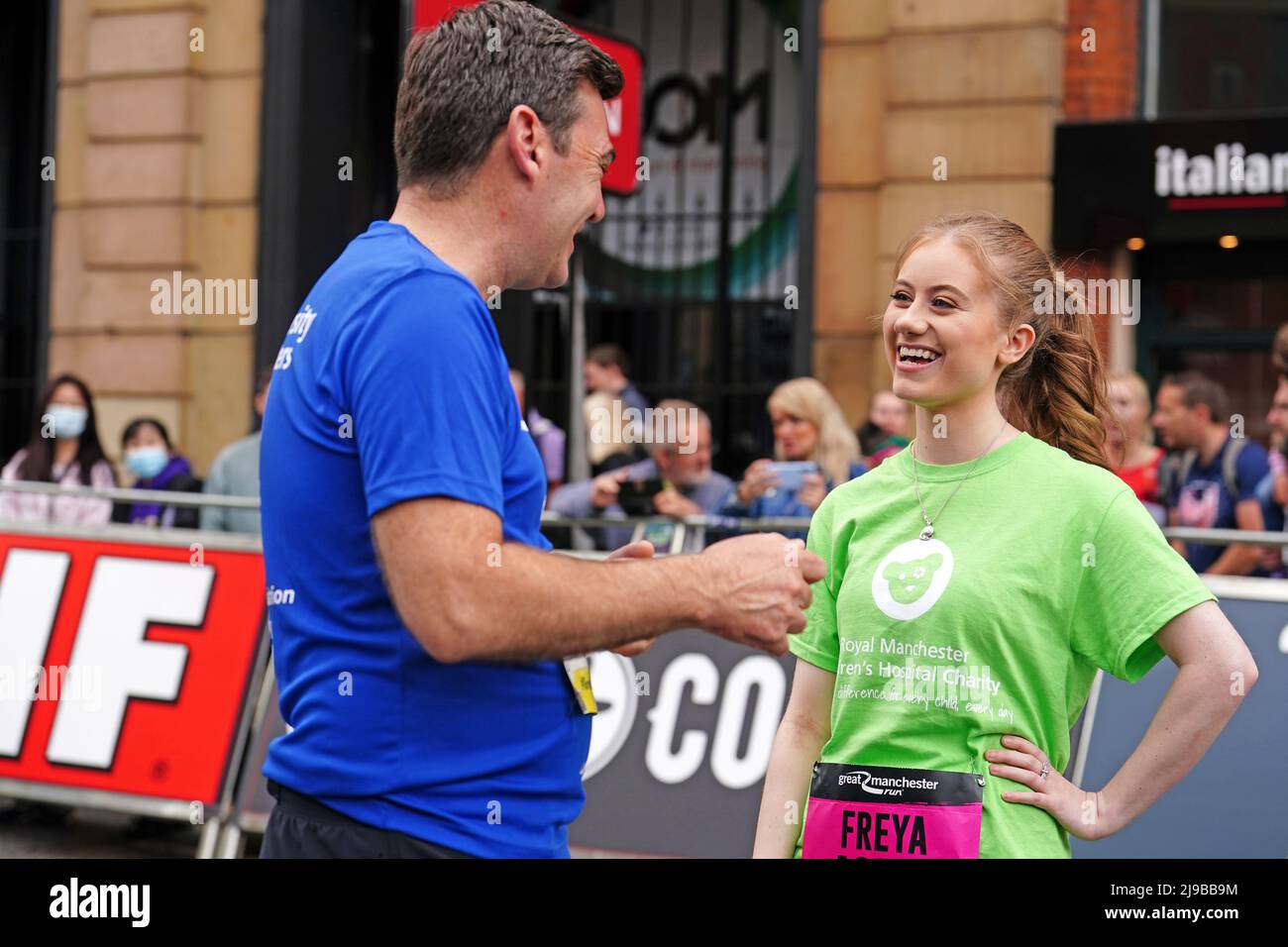 Mayor of Greater Manchester Andy Burnham and Freya Lewis, ahead of the ...