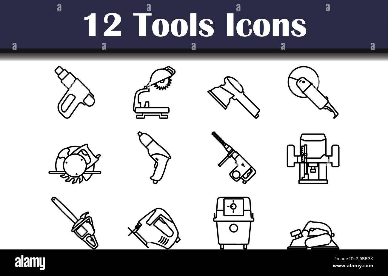 Tools Icon Set. Bold outline design with editable stroke width. Vector ...