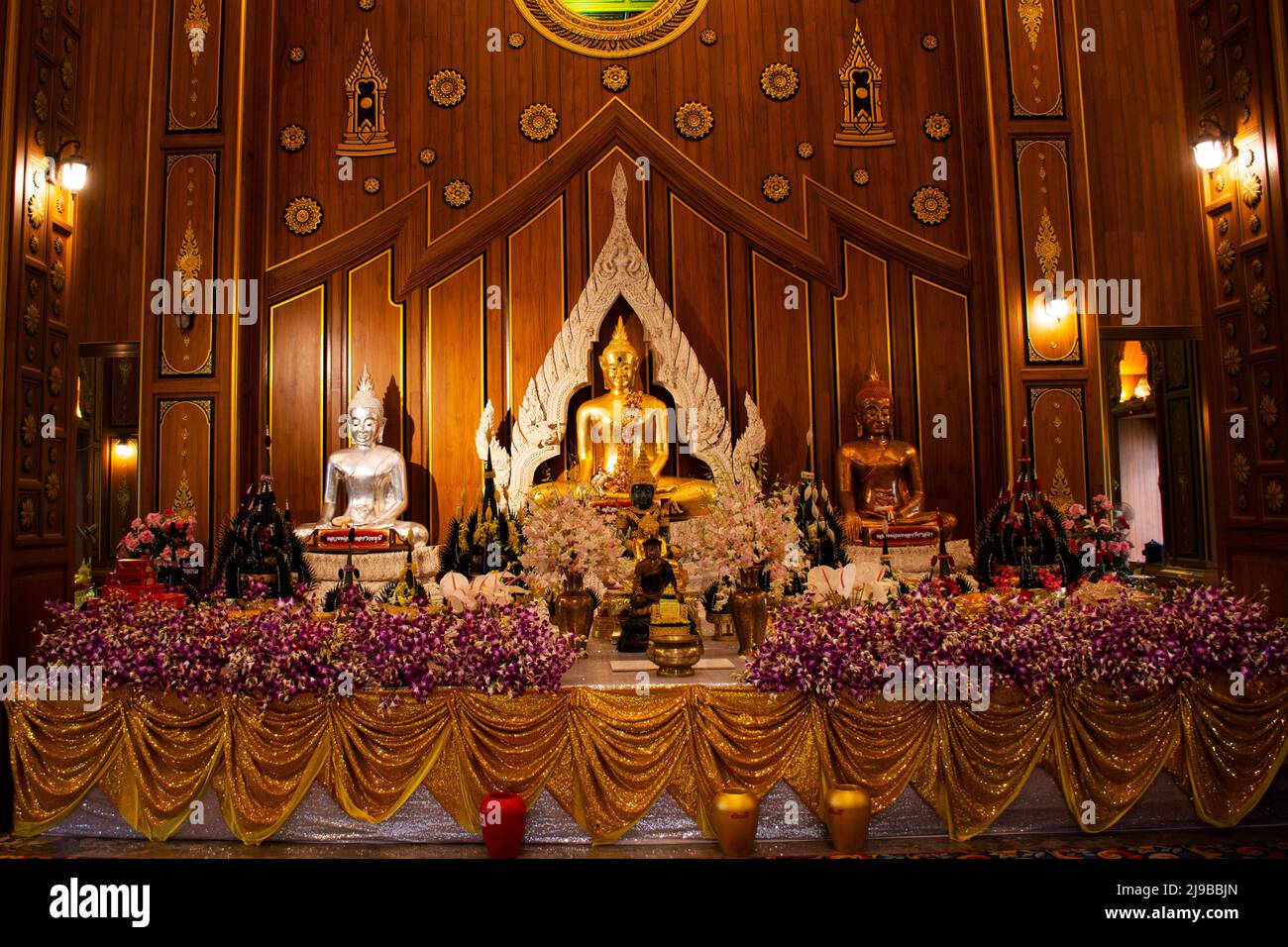 Ancient buddha statue for thai people travel visit respect praying ...