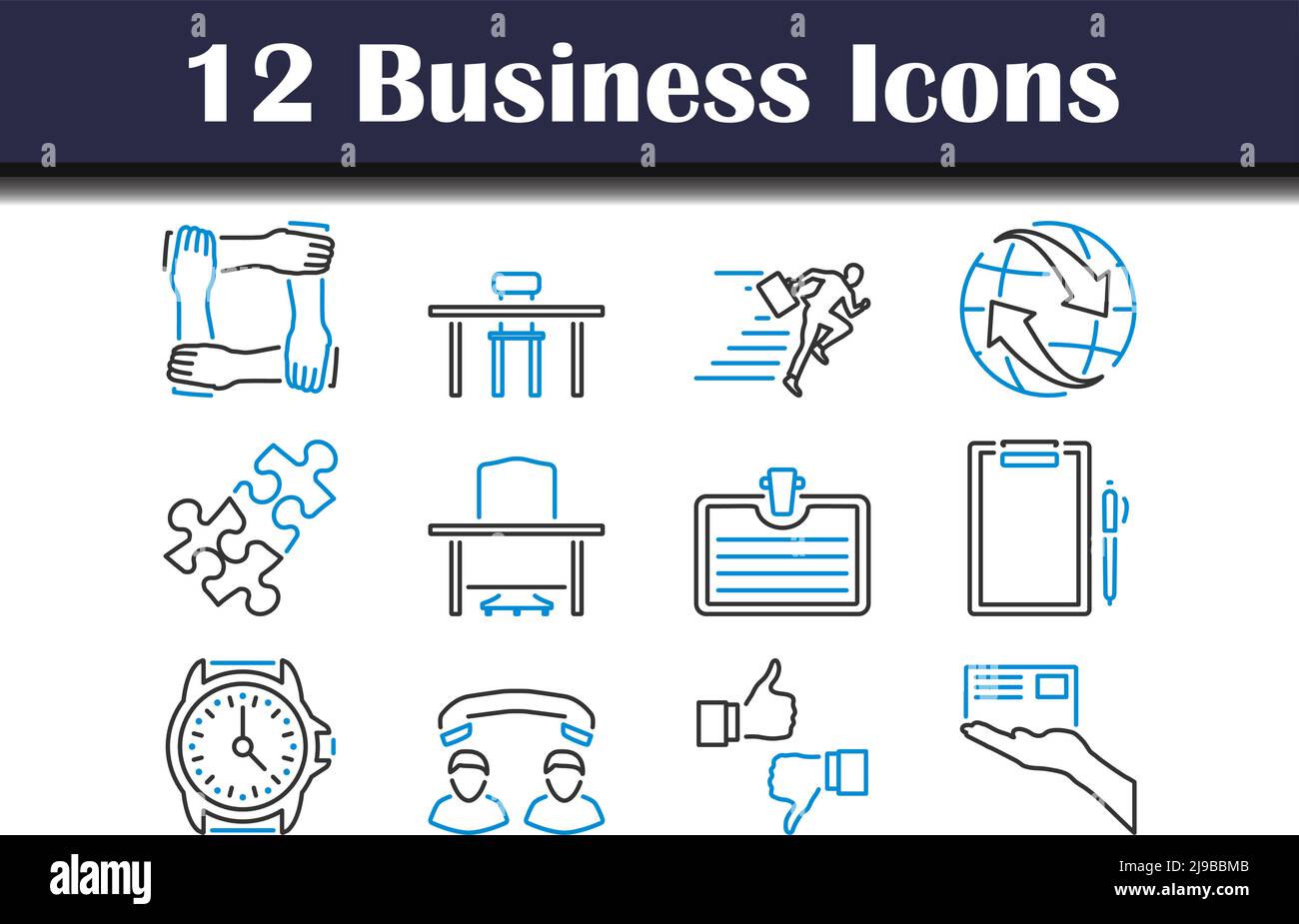 Business Icon Set. Editable Bold Outline With Color Fill Design. Vector ...