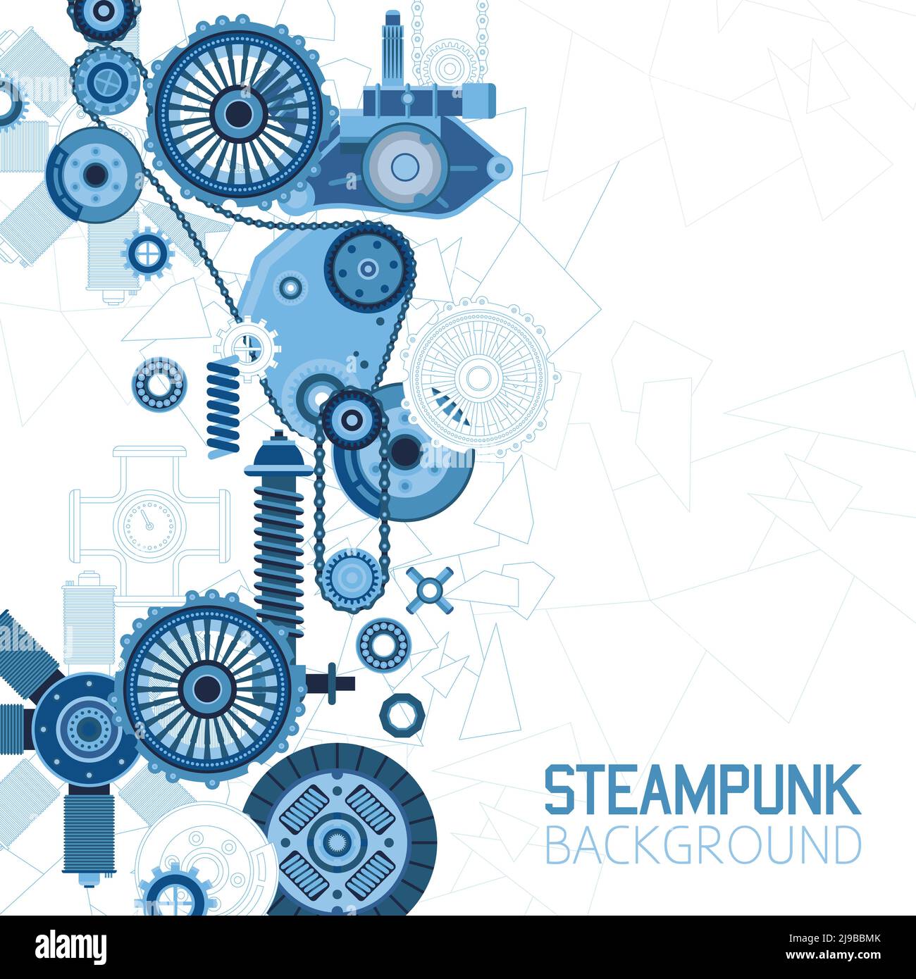 Steampunk futuristic background with mechanical engineering industrial ...