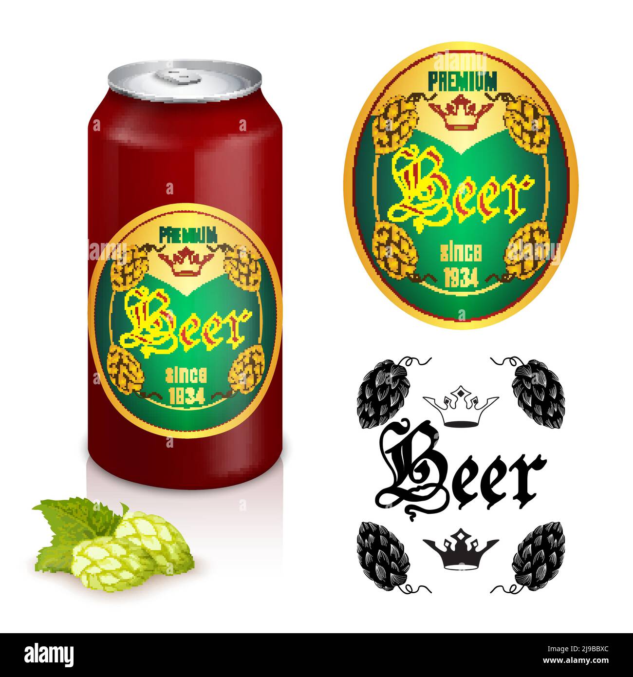 Traditional premium quality beer brand emblem design for cans and ...
