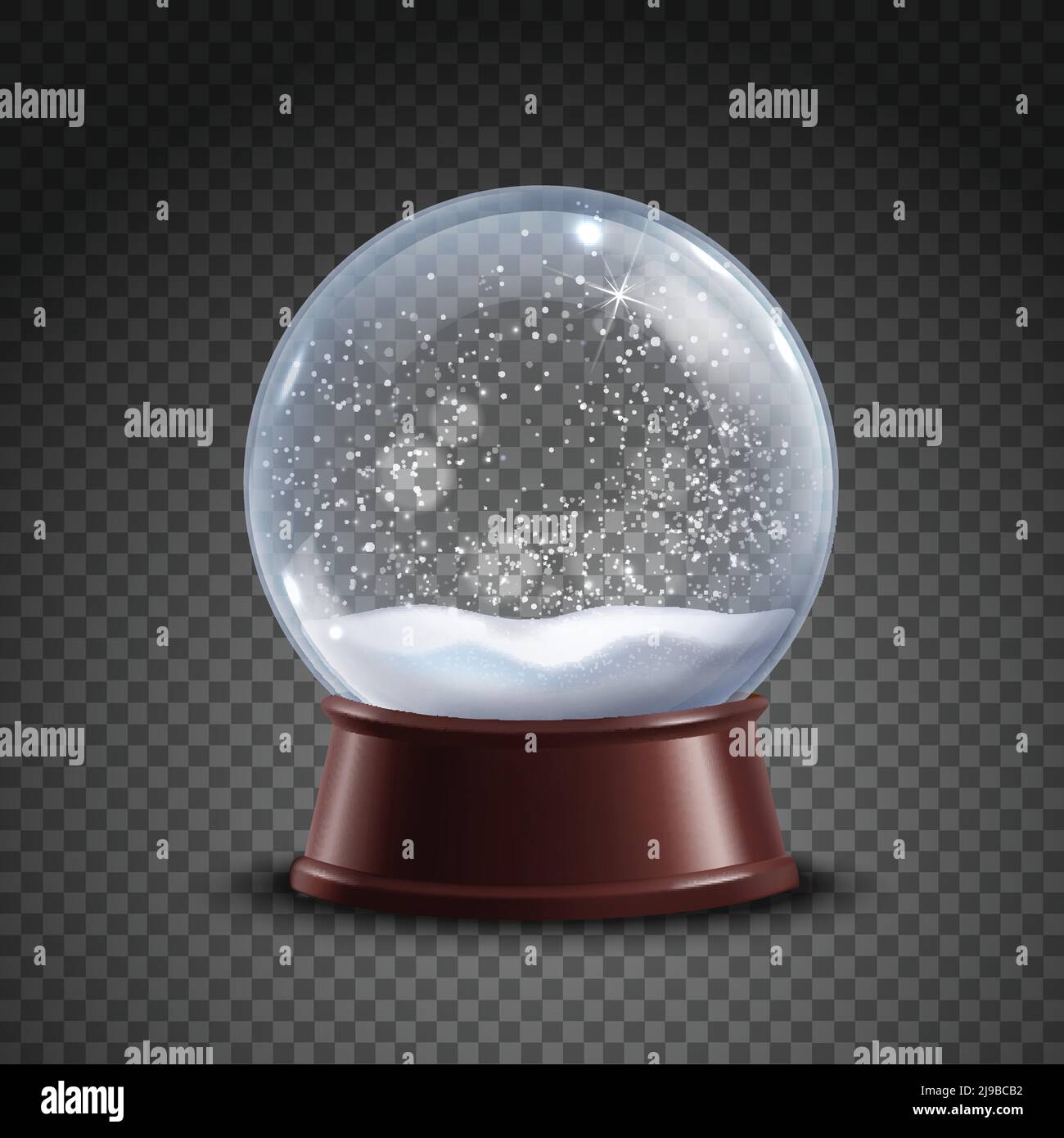 Realistic colored snow globe composition on transparent background with ...