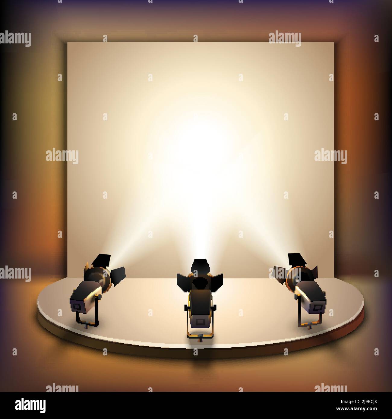 Show studio film scene empty stage interior with spotlights realistic ...