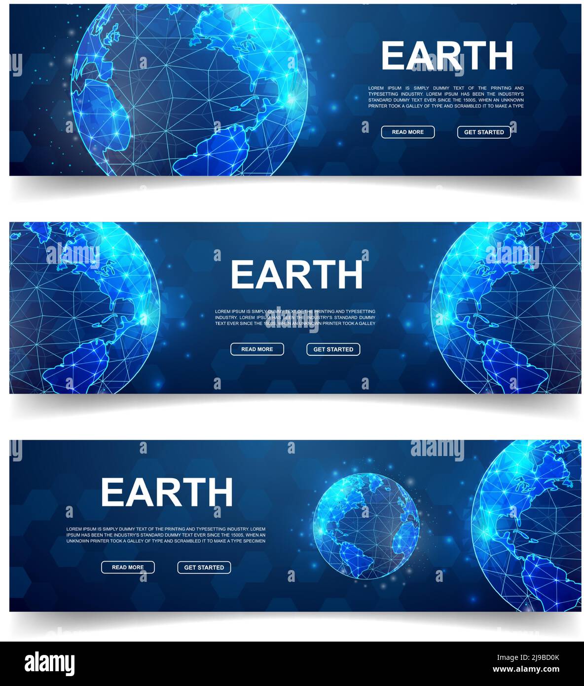 Set of three Earth horizontal banners. Horizontal illustration for ...