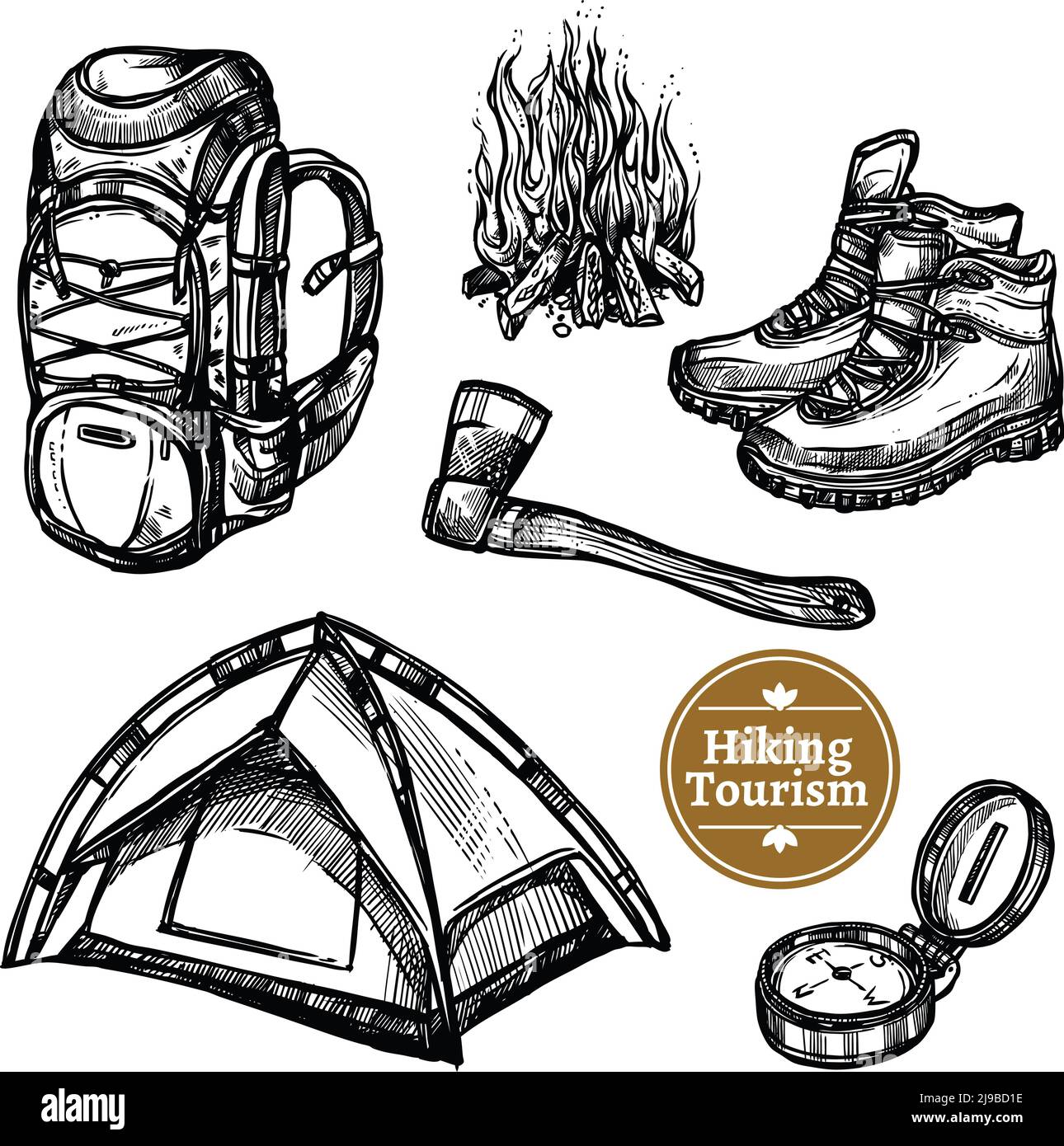 Tourism concept backpack binocular Stock Vector Images - Alamy