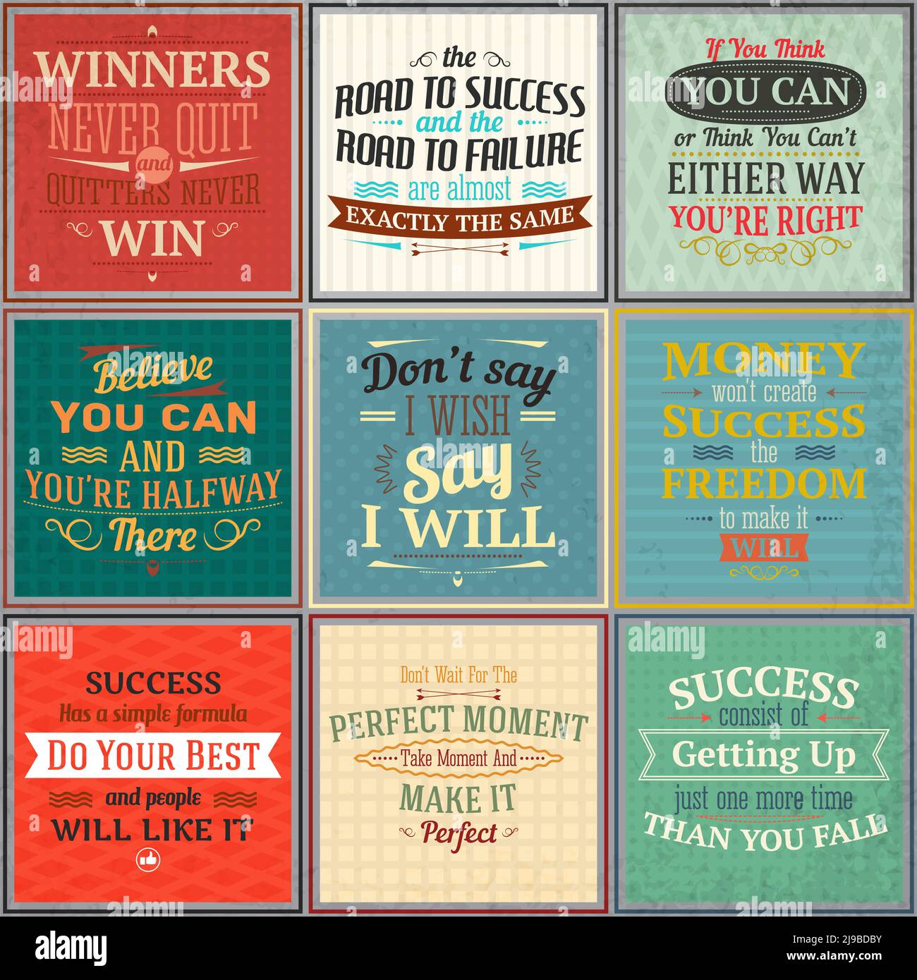 Success money freedom motivational quotes colored emblems set isolated ...