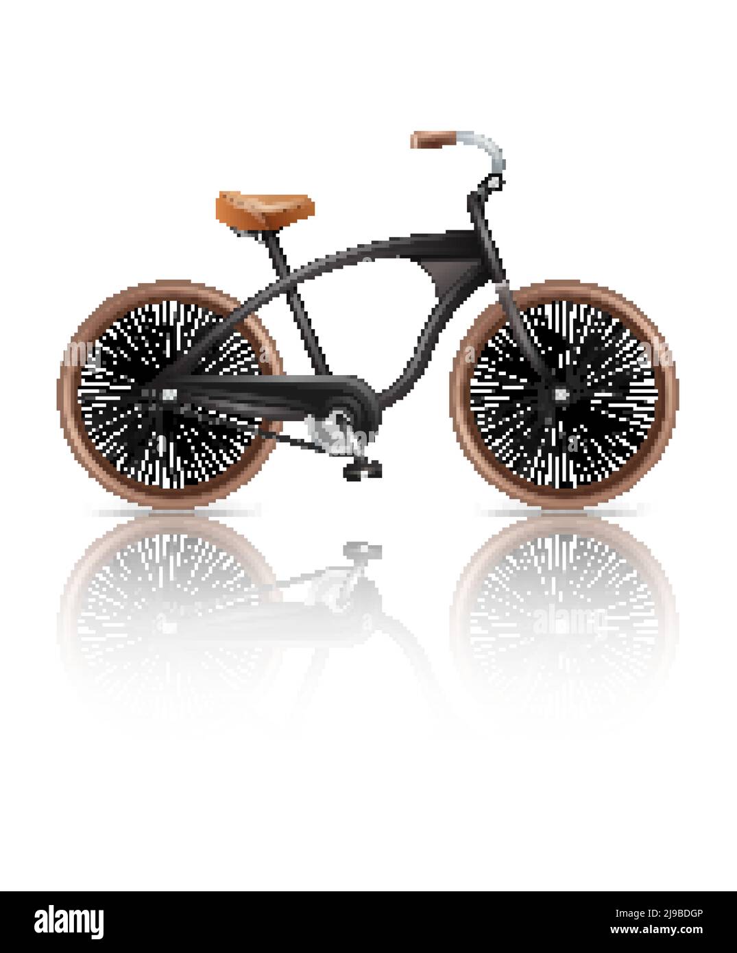 Realistic bicycle retro travel bike isolated on white background vector ...