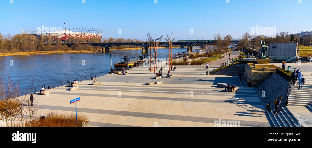 Warsaw, Poland - March 25, 2022: Wybrzeze Kosciuszkowskie promenade at ...