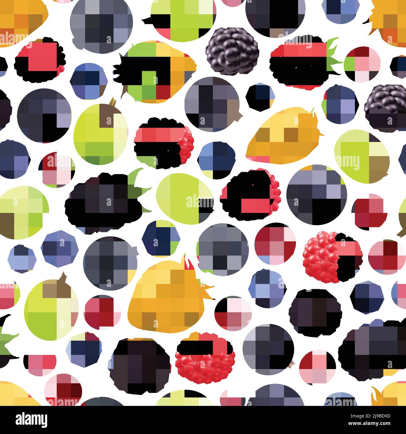 Realistic berries seamless pattern with black currant gooseberry ...