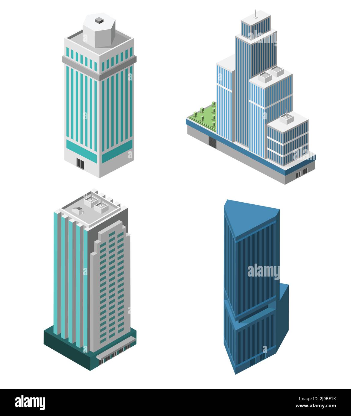 Skyscrapers 3d isometric office buildings business apartment set ...