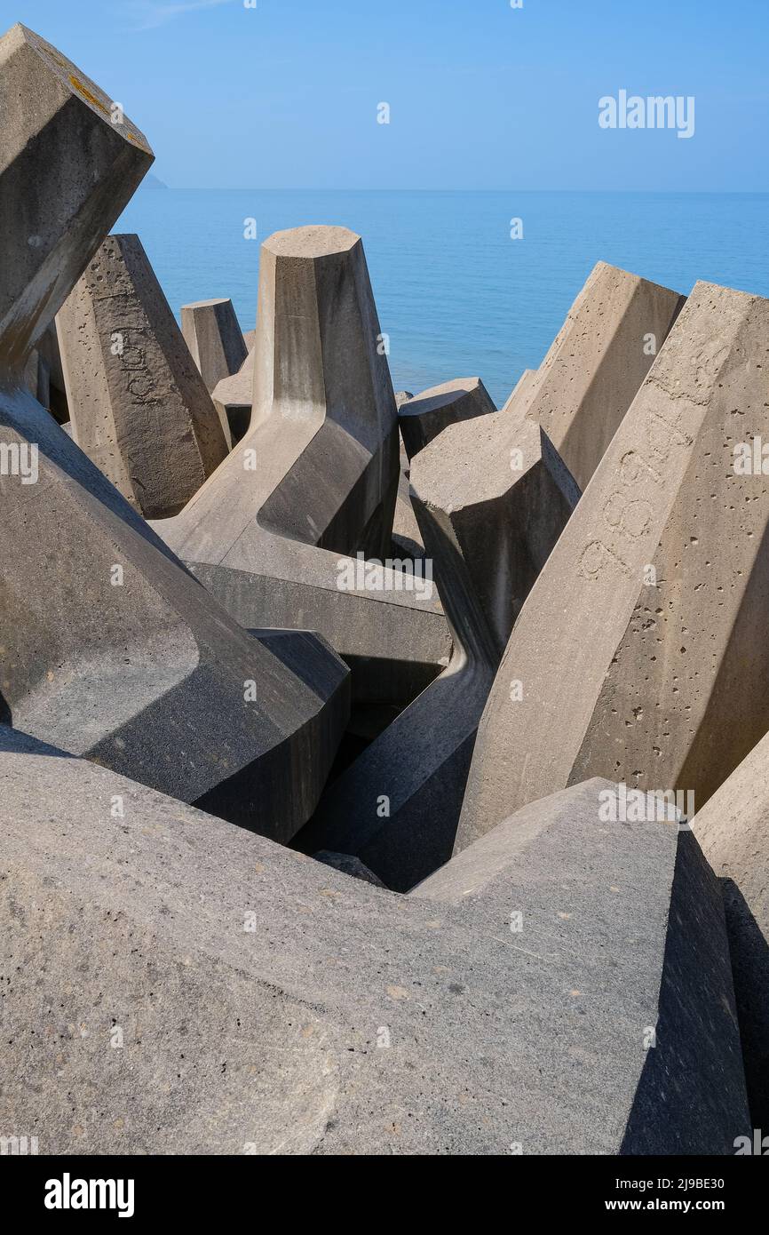 concrete sea protection man made groynes coastal protection Stock Photo ...