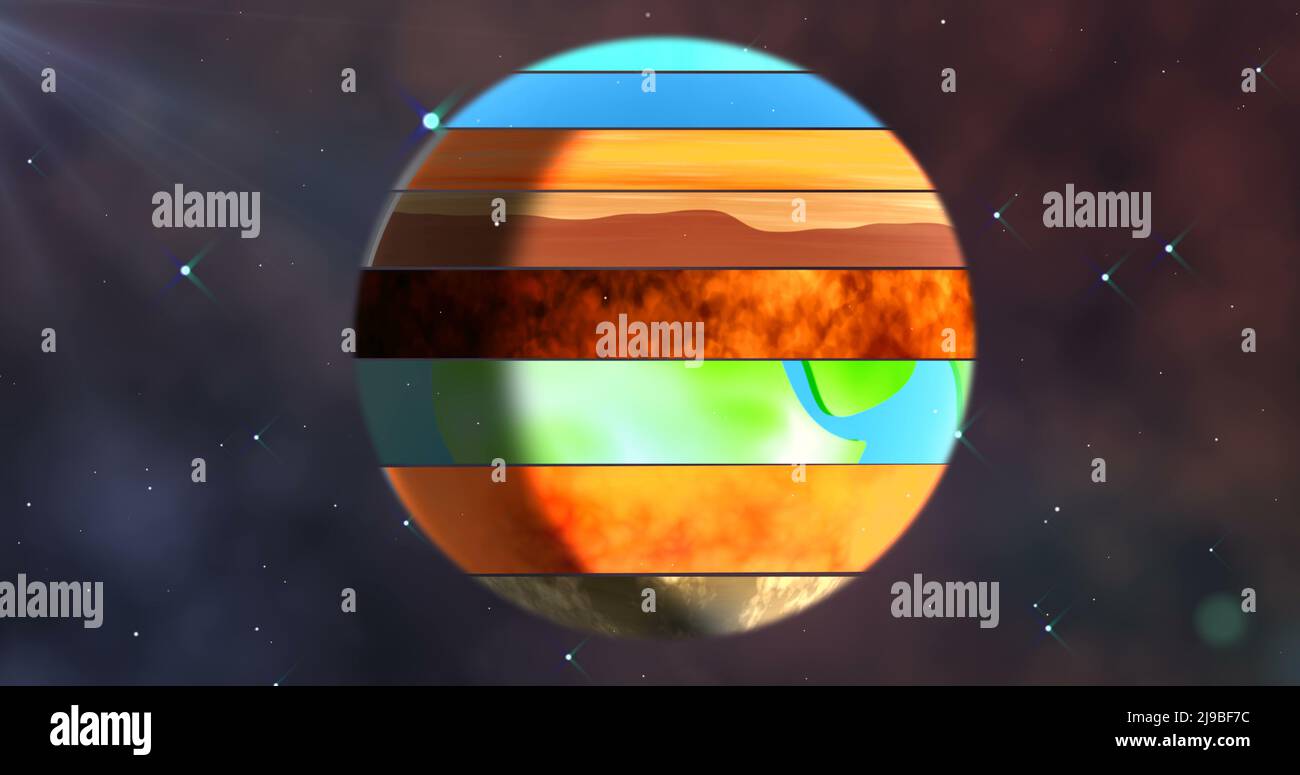 Earth with various layers rotating in the sky Stock Photo - Alamy