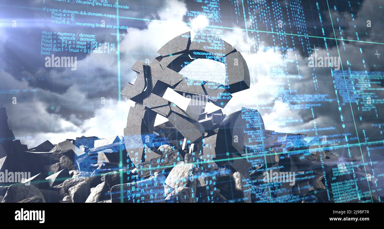 Collapsed euro sign against futuristic digital screen Stock Photo - Alamy