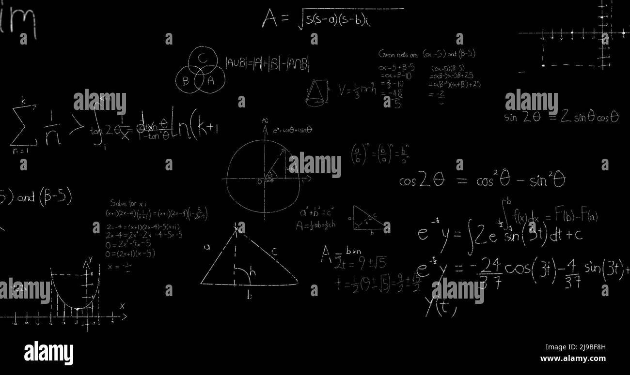 Math formulas on blackboard Stock Photo - Alamy