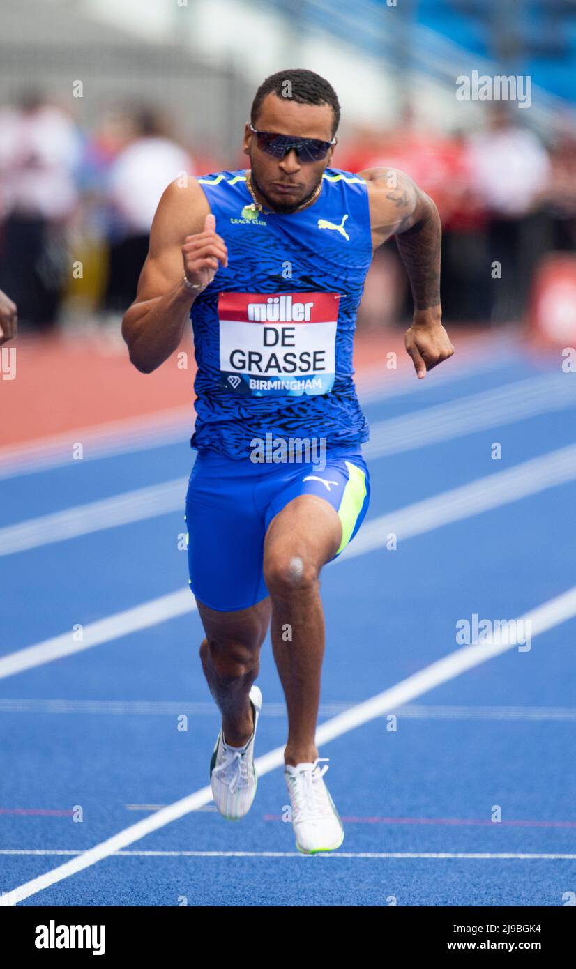 Andre de Grasse competing in the men’s 100m A race at the Birmingham ...