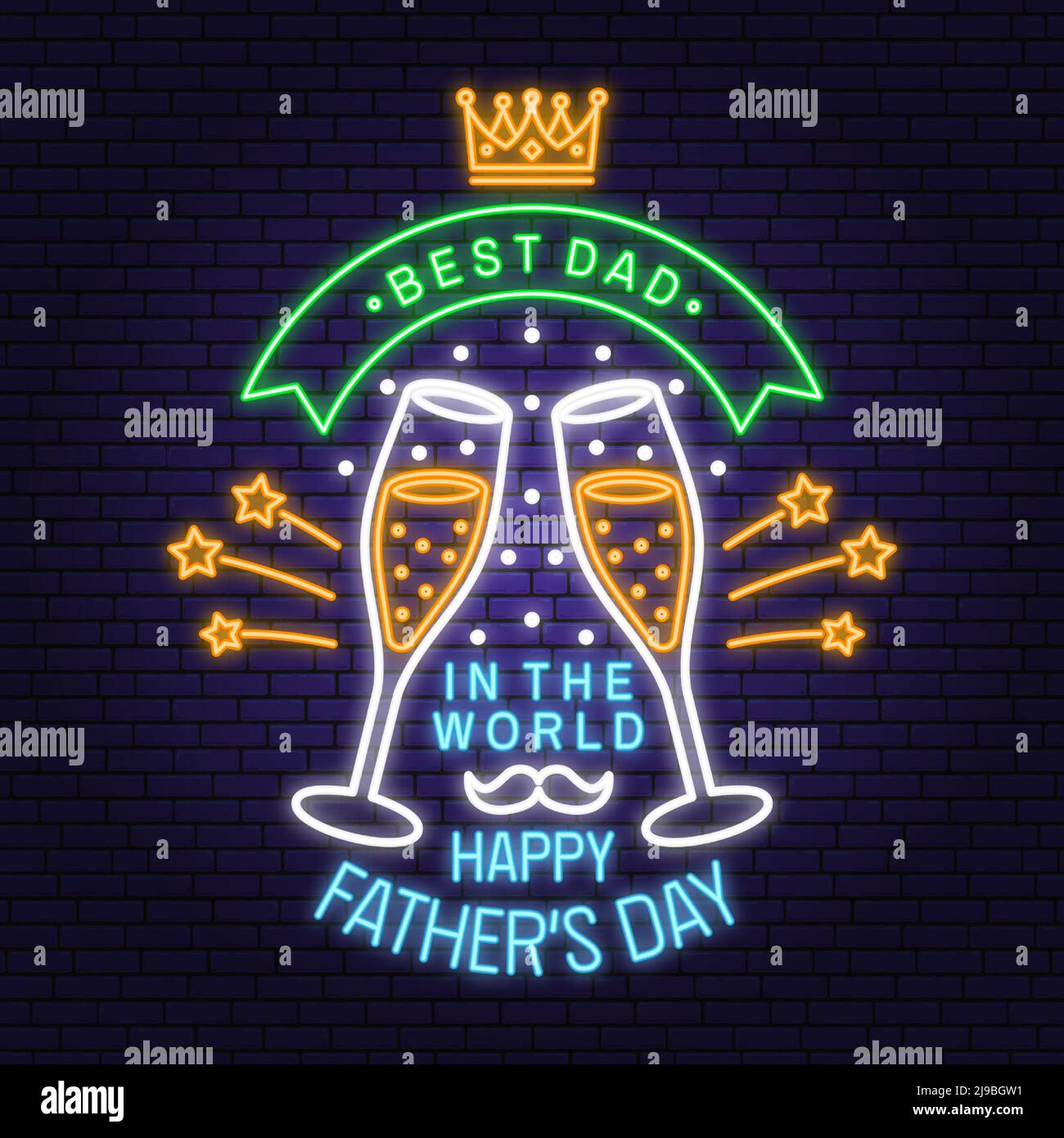 Best dad in the world. Happy Father's Day badge, logo Neon sign. Vector ...