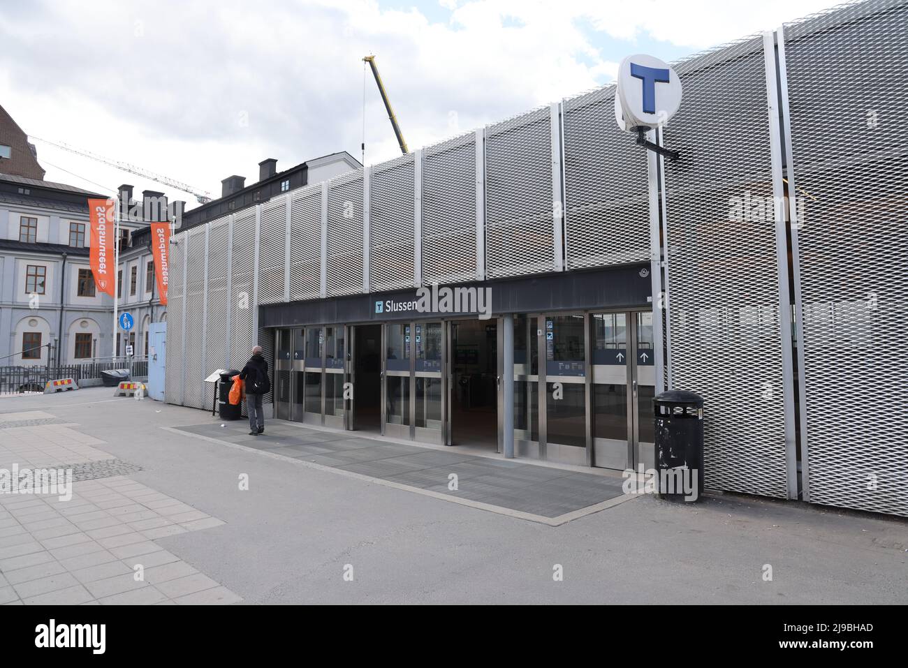 Slussen metro station (T bana, tunnelbana) in Stockholm, Sweden; men ...